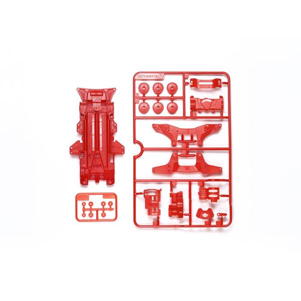 タミヤ ミニ四駆特別企画商品(パーツ) VZカラーシャーシセット (レッド) 限定 95630【 マシンのセッティングやドレスアップに役立つパーツです 】 小型・軽量でショートホイールベースという特徴に加えて、各部の強度を高め、衝撃を吸収す...