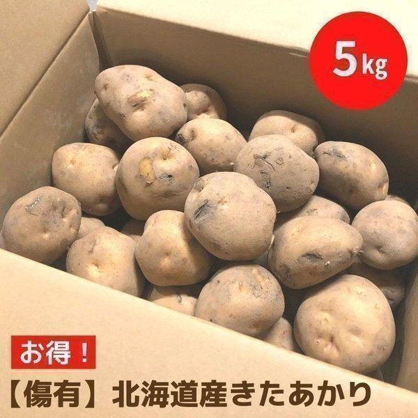 ■内容：（傷有）きたあかり（5kg）■規格：規格外・M〜3L混■産地：美瑛・富良野■配送方法：常温配送■送料：送料無料（沖縄・離島は1,080円加算）■商品説明：北あかりは1987年にデビューした男爵を母にもつじゃがいもです。キタアカリとい...