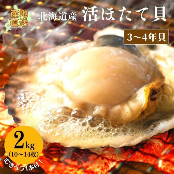 ＜活ホタテ（3〜4年貝）2kg（10〜14枚）＞■配送方法:冷蔵便■送料：送料無料（沖縄・離島は9,800円(税込)以下の場合、1,080円加算）■産地：北海道産■商品説明：厳しい自然が育てた活ホタテはまさに産地直送の絶品グルメ。歯ごたえ・...