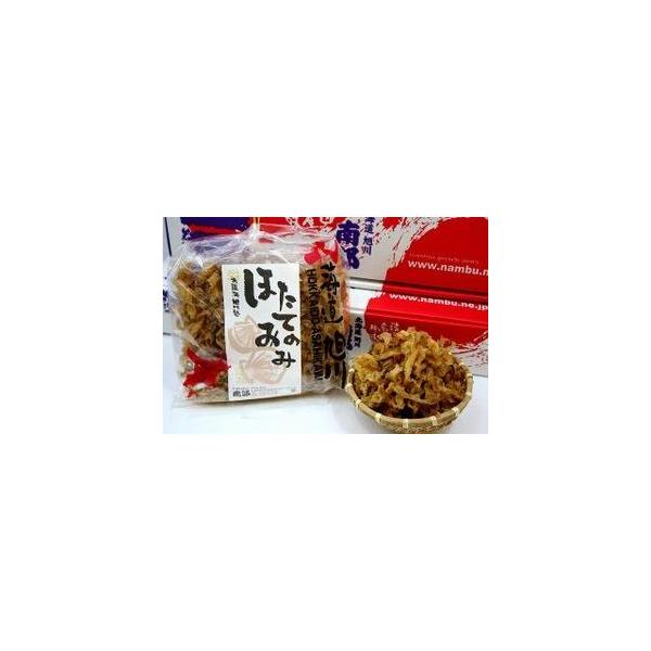 全国の北海道物産展に出展している『諸国名産珍味 南部』の商品です！帆立の貝ひもの部分を、甘めに味付けしました。おつまみだけではなく，白菜漬をつくる時に入れたり大根と煮込んだりと，お料理にもご利用下さい。■産地：国産■賞味期限:常温で2ヶ月　...