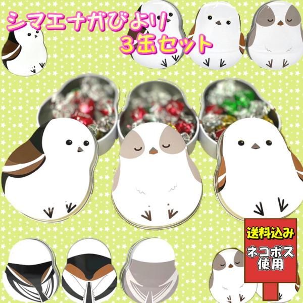 ※こちらは『ネコポス使用送料込み』の商品ページです。他ページ商品との同時購入は出来ません。　【送料込み価格】【特徴】シマエナガが3羽缶になりました。中にはチョコレートが入っています。お菓子を食べた後は小物入れお使いください。【賞味期限】製造...