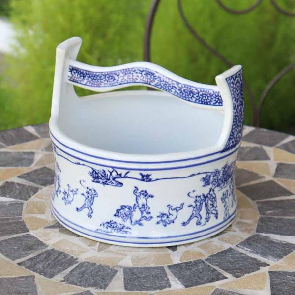 メダカ鉢　金魚水槽　アクアリウム　池レトロ鉢カバープランター　プランターカバー火鉢　水鉢　金魚鉢ガーデンニングシノワズリアジアンビオトープインテリアハイドロカルチャーガーデンオーナメント庭園家具輸入家具　輸入雑貨レトロ　大正ロマン盆栽　苔玉...