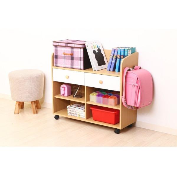 82×29×73cm ナチュラル ランドセルラック おしゃれ キャスター付き ワゴン 子供部屋収納