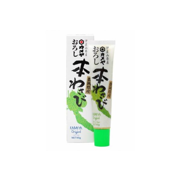 辛さと香りが身上のワサビ。ワサビにこだわると伊豆の山葵屋カメヤのおろし本わさびに行きつきます。賞味期間：製造より240日原 材 料：本わさび(静岡県産)、食物せんい、でんぷん、食塩、食用植物油脂、ソルビット、環状オリゴ糖、香料、クチナシ色素...