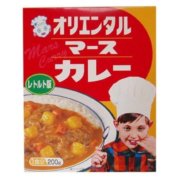 昭和37年発売のロングセラー「マースカレー」のレトルト版です。オリエンタル独自のマースチャツネとともにじっくりと煮込んだ、どこか懐かしく、まろやかでコクのある味わいをお楽しみください。賞味期間：製造より２年原材料：野菜（じゃがいも、玉ねぎ、...