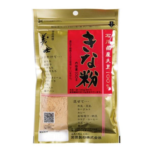 きな粉はでんぷん・たんぱく質・脂肪を含む栄養豊富な食品です。大豆のたんぱく質は良質ですが消化が悪いため加工によってその欠点を補いますがきな粉のように粉にしたものは炊豆・煮豆などに比べてかなり消化がよいと言われています。賞味期限：製造より18...