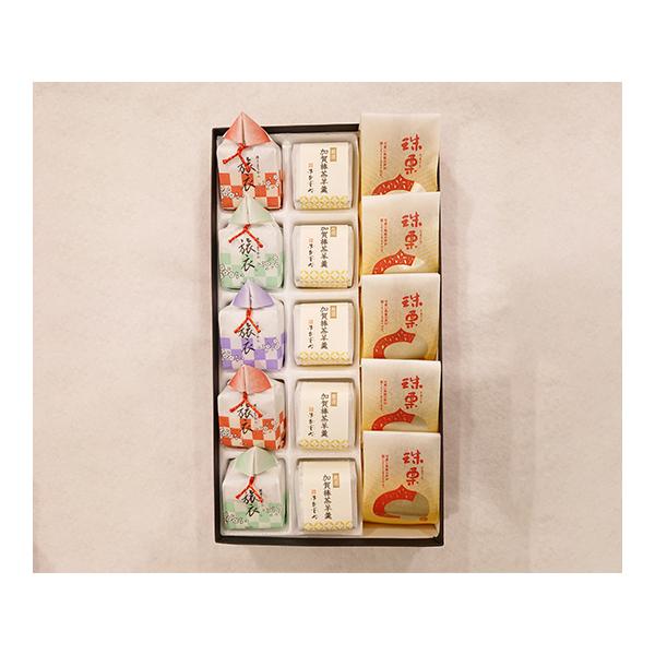 本体価格：3,150円内容量：加賀棒茶羊羹×5、旅衣×5、珠栗×5賞味期限：常温30日間