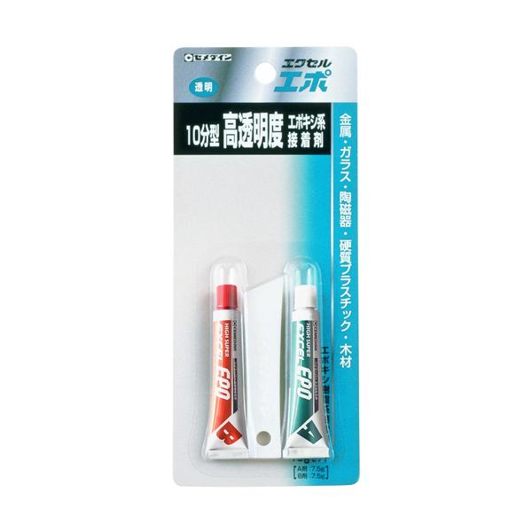 ※商品の詳細はメーカー公式サイトをご覧ください。【質量】46g【特長】●透明度が高く、混合後10分から硬化が始まるエポキシ系接着剤です。硬いものの接着に向いています。●高透明度タイプです。●10分（20℃）で硬化がはじまり、約60分後に実用...