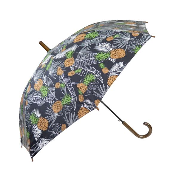 サーフブランド、Hulalani Hawaii (フララニハワイ)、人気シリーズのワンタッチ ジャンプ式の傘です♪憂鬱な雨の日も気分が上がりそうなおしゃれなハワイアン柄☆UVカット晴雨兼用になっています。サイズ：親骨 60cm （全長：85...