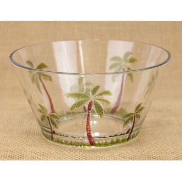 椰子の木が描かれたハワイアンテイストのお洒落なアクリルのコップ♪常夏のハワイを感じさせてくれますね☆サラダボウルとしてはもちろん、小物を入れたりインテリアにもおすすめです☆アウトドアでも大活躍!!サイズ：約 直径 14 (底部分 8.5)ｘ...