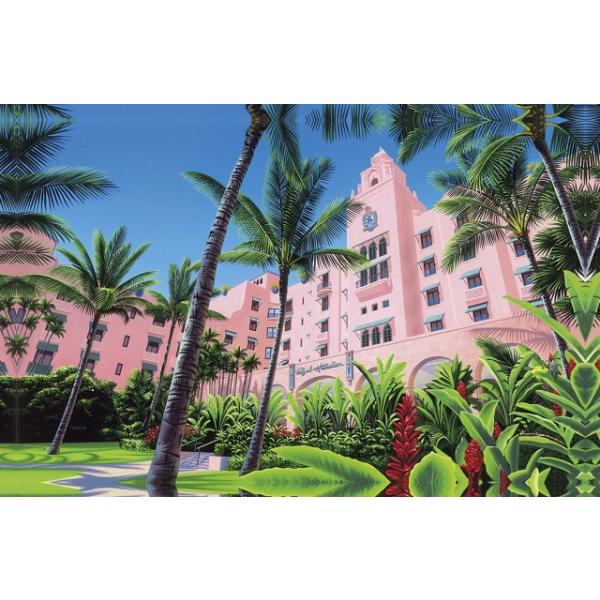 ハワイのイラストでお馴染みの栗山義勝氏のシリーズです♪どこに掛けるか迷ってしまいそうなくらい、とっても素敵なハワイアンパネル絵です☆「ピンク・パレス」の愛称をもつ、ご存知ロイヤル ハワイアン ホテル*^^*泊った方も多いですよね〜^^15m...