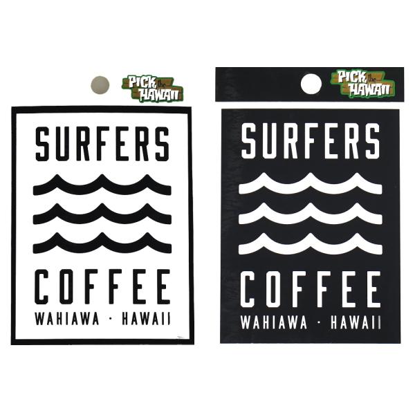 ハワイ オアフ島にあるおしゃれなカフェ、SURFERS COFFEEのステッカーです！携帯に貼ってもおしゃれです♪サイズ：縦 8cm 横 6cm