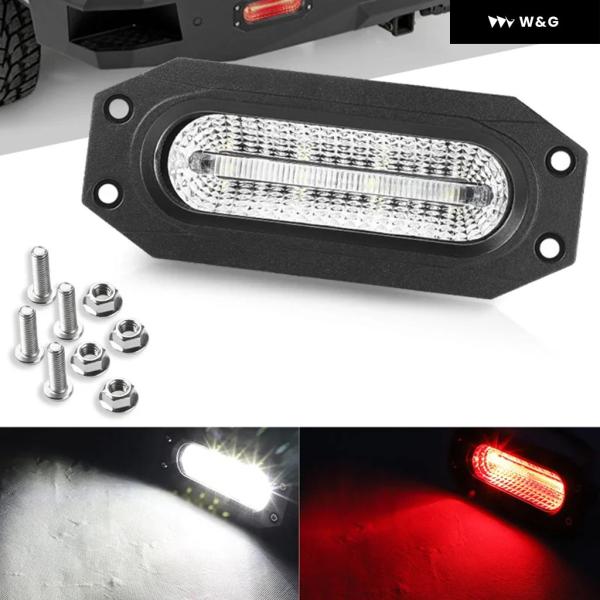 7インチ フラッシュ マウント LED バックライト ホワイト レッド ハザード作業灯 ポッド クルージングライト オフロード 4X4 車 ATV UTB マリン SUV カスタムパーツ アクセサリー 交換用部品Hign-concerned...