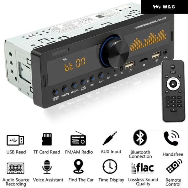 1DIN カー ラジオ ステレオ オーディオ プレーヤー USB クラシック ステレオ オーディオ プレーヤー アプリ コントロール 音声アシスタント BLUETOOTH AM FM MP3プレーヤー付き カスタムパーツ アクセサリー 交換...