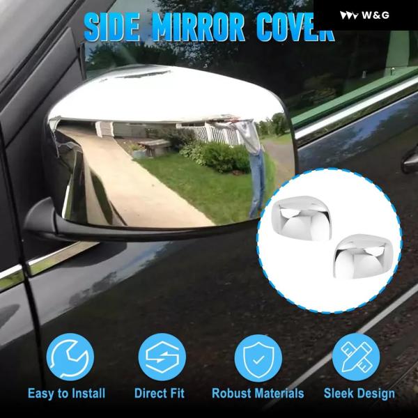 クローム サイドバックミラー カバー キャップ トリム クライスラー タウンカントリー ダッジ グランドキャラバン 2008-2016 VW ROUTAN 09-14ペア カスタムパーツ アクセサリー 交換用部品Hign-concerned...