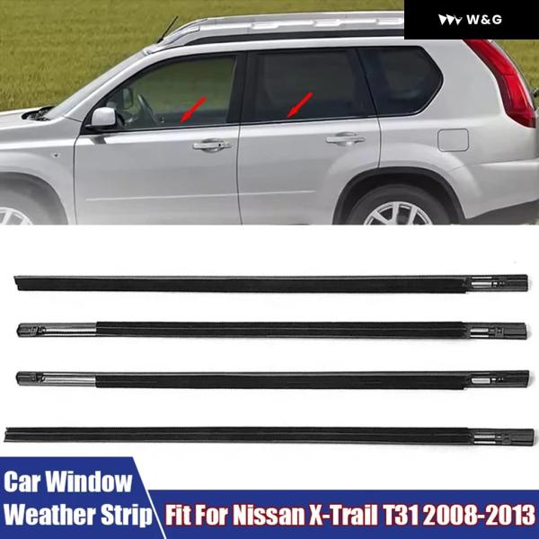 日産 X-TRAIL T31 2008-2013 4個 ドア窓ガラス用シーリングストリップ 車 外装 ガラス用 防水 ゴムウェザーストリップ カスタムパーツ アクセサリー 交換用部品Material:Plastic,RubberHign-c...