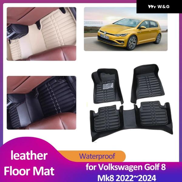 車用フロアマット フォルクスワーゲン VW ゴルフ 8 MK8 GTIR-LINE 2022~2024 レザーフットインナーライナー 防水 カーペット パッド カスタム アクセサリー カスタムパーツ アクセサリー 交換用部品Filling ...