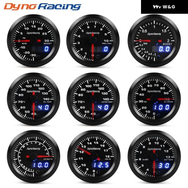 DYNORACING 2インチ 52MM 7色LEDデュアルディスプレイ ブースト 水温 油温 油圧 電圧計 空燃比 EGT タコメーター 車用ゲージ カスタム パーツ アクセサリーHign-concerned Chemical:NoneP...