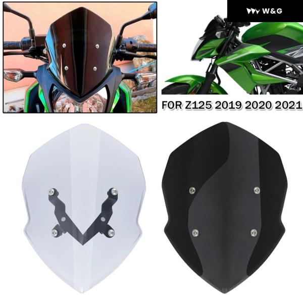 オートバイスポーツツーリングウィンドスクリーンブラケット付きウィンドスクリーンバイザーパラブリサカワサキZ125 Z 125 2019-21 カスタム パーツ アクセサリーMotobike Make:KawasakiPainted:YesM...