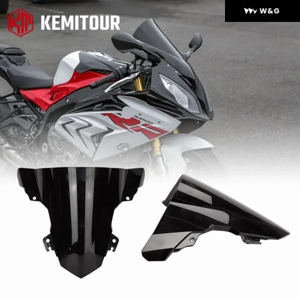 BMW S1000RR 2015-2018 ウィンドシールド ダブルバブル ウィンドデフレクター ブラック ウィンドスクリーン R 2016 2017 オートバイアクセサリー カスタム パーツ アクセサリーHign-concerned Ch...