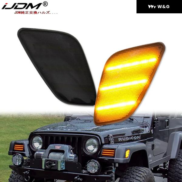 アンバー 3列 LED ストリップフロントフェンダーフレア マーカーライト 1997-2006 JEEP WRANGLER TJ ウィンカーライト サイドマーカー カスタム パーツ アクセサリーHign-concerned Chemical...