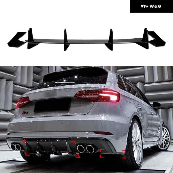 リア カナード ブラケット デフレクターガード アウディ S3 8V SPORTBACK 2017-2020 リア バンパー ディフューザー スポイラー スプリッター カスタム パーツ アクセサリーHign-concerned Chemic...