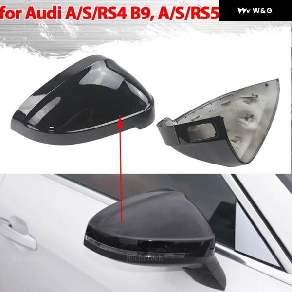 カーボンスタイル ブラックサイドミラーカバーキャップ AUDI A4 B9 QUATTRO SLINE A5 S5 RS5 SPORTBACK サイドアシスト カスタム パーツ アクセサリーHign-concerned Chemical:N...