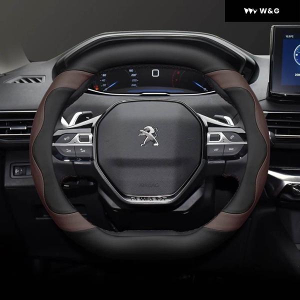 プジョー 408 408X 508L 2022 2023 滑り止め 耐摩耗性 ファッションエレメントとスポーティなスタイルのレザーカーステアリングホイールカバー カスタム パーツ アクセサリーHign-concerned Chemical:...