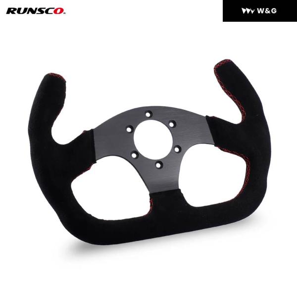 325MMフラットGTステアリングホイール スエード レーシングカー/ゲームリム アルマイト加工 ブラック ホーンボタン付き カスタム パーツ アクセサリーHign-concerned Chemical:NoneBrand Name:run...