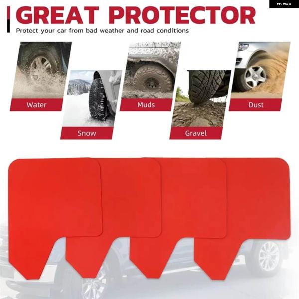 4PCS汎用 レッドカー スプラッシュガード カーピックアップSUVマッド フラップ フラップ マッドガード 自動車 外装 アクセサリー-ブームHigh-concerned chemical:NoneOrigin:Mainland Chin...
