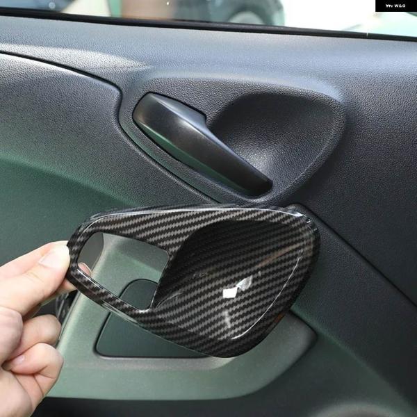 SMART FORTWO 451 2010-2015 ABS カーボン/マットブラック/レッド 車内ドアボウルハンドルカバー トリム ステッカー カーアクセサリーItem Weight:300gItem Height:10cmItem Wi...