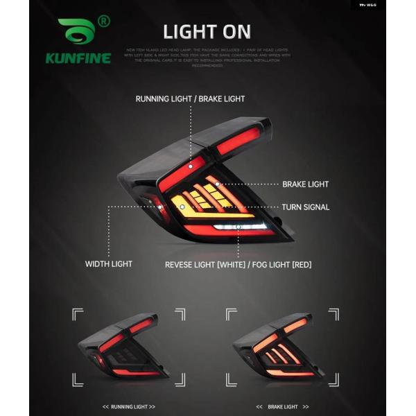 テールライト アセンブリ ホンダ シビック 2018-22 LED ダイナミック ウィンカー テールランプ リバースフォグ テールライト カスタム パーツ アクセサリーHigh-concerned chemical:NoneCertific...