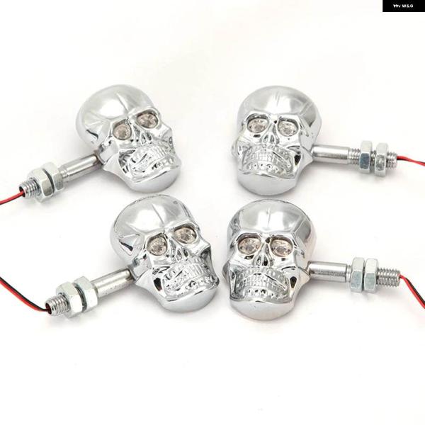 4X バイク スカル ウィンカーライト スズキ ブルバードイントルーダーボルシアVS 700 750 800 1400 1500 M109R M50 M90 カスタム パーツ アクセサリーBattery Included:NoHigh-co...
