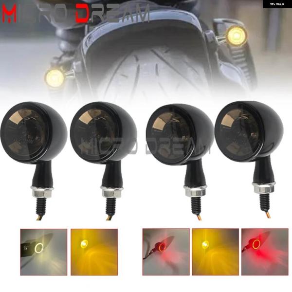 2/3IN1 レトロ バレット 8MM 12V バイク LED ミニ ウィンカー ライト DRL インジケーター リア テール ブレーキ ランプ ホンダ ヤマハ スズキ カスタム パーツ アクセサリーBattery Included:NoH...