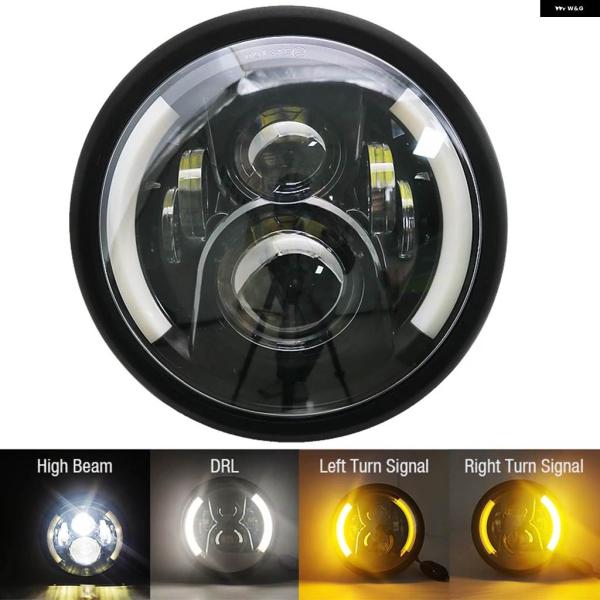 7インチ LED ヘッドライト ハロー DRL ライト ハーレー ロッド ファットボブ ヘリテージ ソフテイル スリム デラックス スイッチバック ロードキング バイク カスタム パーツ アクセサリーProtective parts:Lig...
