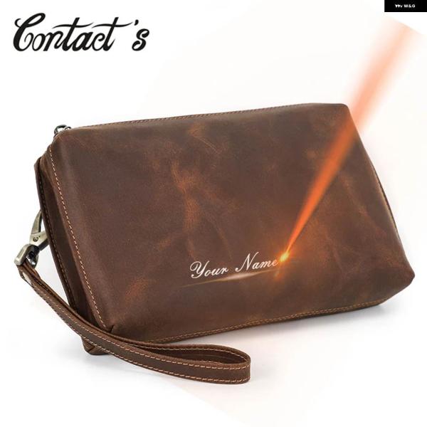 メンズ クラッチバッグ デザイナーレザー クラッチウォレット ハンドバッグ メンズ ヴィンテージ 長財布 ジッパー カード ホルダー 大容量 ボルサ カスタム パーツ アクセサリーHigh-concerned chemical:NonePl...