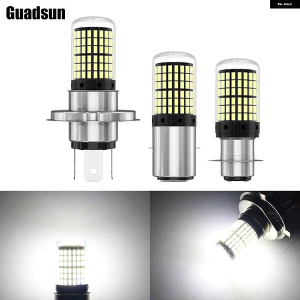 GUADSUN 1個 バイク ヘッドライト LEDライト H4 BA20D P15D スーパー3014 144 12V 6000K ホワイト モト バルブ フォグランプ カスタム パーツ アクセサリーLumens:1600lmLight S...