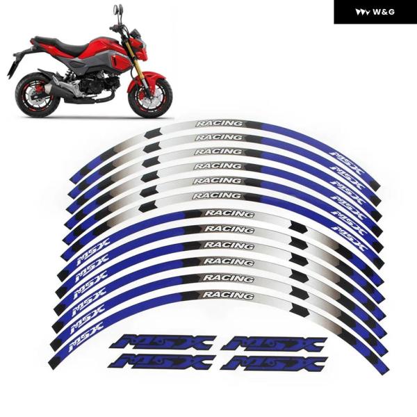 オートバイ バイク 12インチ リムホイール ストライプ デカール テープ ステッカー ホンダ グロム MSX125 SF 2012-2022 ブルー/レッド/ホワイト/イエロー/グリーン カスタムパーツ アクセサリー 交換用部品Prote...