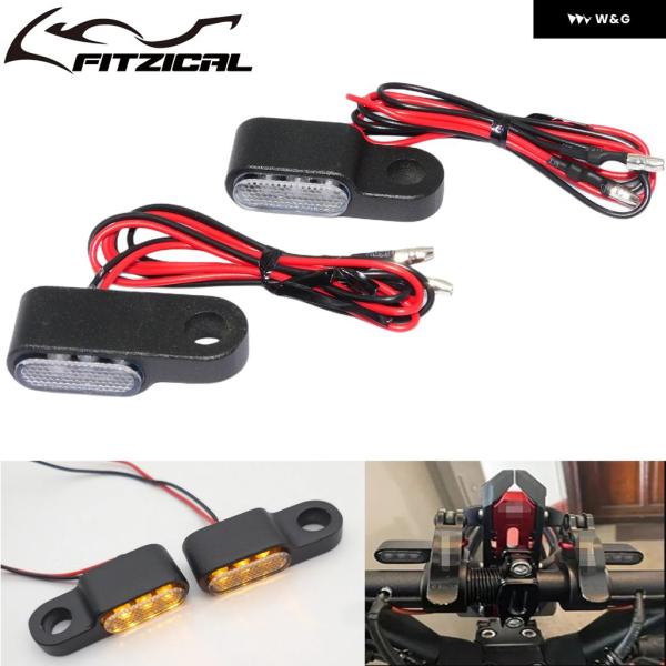 1ペア オートバイ バイク ミニLEDウィンカー ランニングライト ハンドルバー ウィンカー インジケーター ランプ ハーレー スポーツスター XL883 ツーリング ダイナ カスタムパーツ アクセサリー 交換用部品Battery Incl...