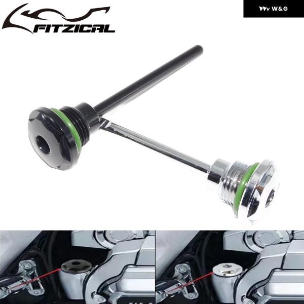 オートバイ バイク エンジン アルミオイルディップスティック ブラック/クローム ハーレー ソフテイル ツーリング ロードキング トライク 1987-2006 ダイナ ファットボブ 1987-2005 カスタムパーツ アクセサリー 交換用部...