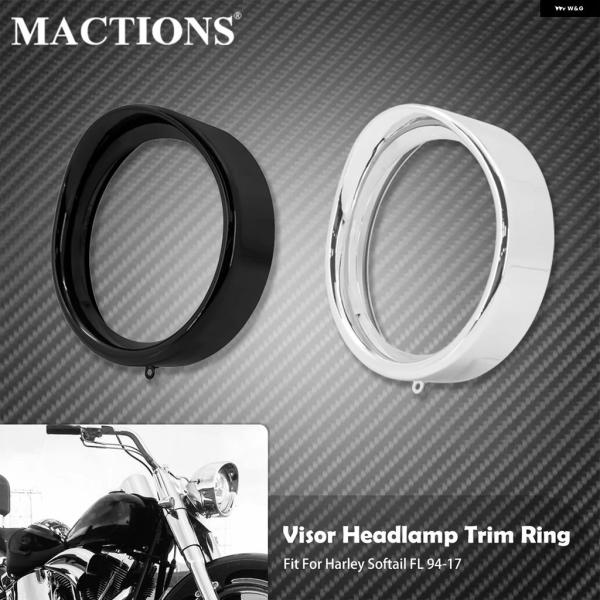 オートバイ バイク バイザー ベゼル ヘッドライト トリム リングLED ヘッドランプ カバー ハーレー ソフテイル ファットボーイFLSTC FLST FLSTFB 1994-2017 FLRT 15以降 カスタム パーツ アクセサリーP...
