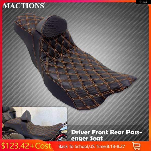 2人用 フロントリア シート オートバイ バイク ドライバー パッセンジャー バックレスト クッション シート ハーレー ツーリング ロード エレクトラ ストリート グライド FLHR 09-23 カスタム パーツ アクセサリーHign-c...