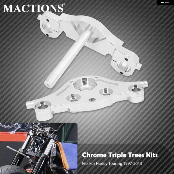 オートバイ バイク クロームKOレーキ21インチ/23インチホイール トリプルツリー キット ハーレー ツーリングストリートエレクトラ ロードグライド FLT FLHT FLTR 1997-2013 カスタム パーツ アクセサリーProte...