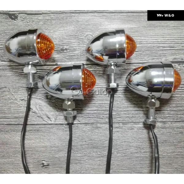 クローム ブレット オートバイ バイク ウィンカー 4個 ハーレー ソフテイル スプリンガー ヘリテージ クラシック FLSTC ファットボーイ アイアン XL1200 XL883 カスタム パーツ アクセサリーBattery Includ...