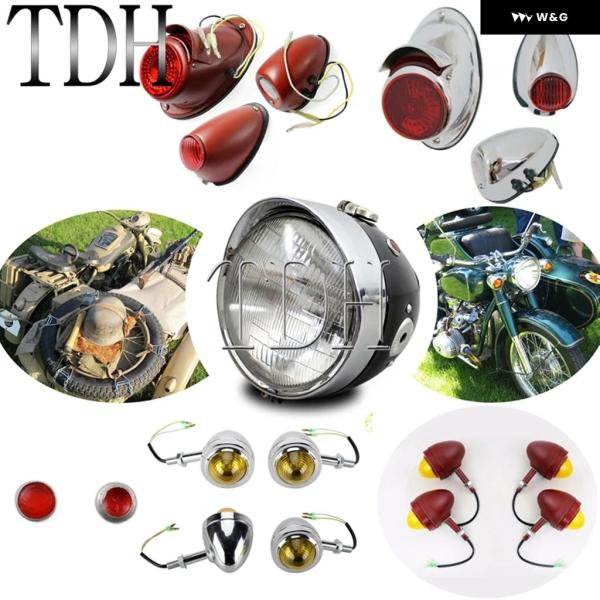 DNEPR サイドカー ライト アセンブリ 7インチ ヘッドライト テール ブレーキ ライト ターン シグナル ウインカー ランプ フラッシャー ライト BMW R66 ZUNDAPP K750 KS カスタム パーツ アクセサリーProt...