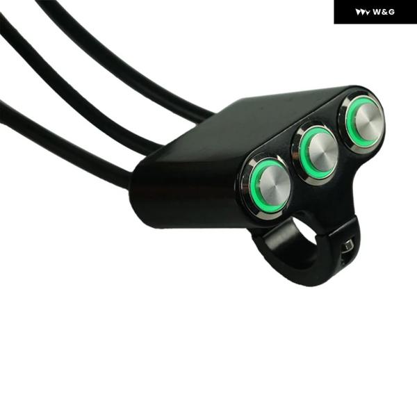 オートバイ バイク スイッチ 7/8インチ 22MM ハンドルバー マウント スイッチ ヘッドライト ハザード ブレーキ フォグランプ アルミ グリーン インジケーター LED付き カスタム パーツ アクセサリーHign-concerned...