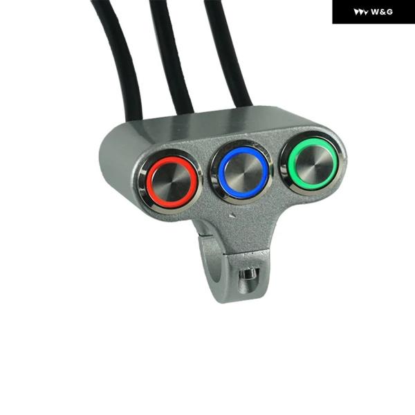 シルバー オートバイ バイク スイッチ 7/8インチ 22MM ハンドルバー マウント スイッチ ヘッドライト ハザード ブレーキ フォグランプ オン/オフ アルミ インジケーター DIY カスタム パーツ アクセサリーHign-conce...