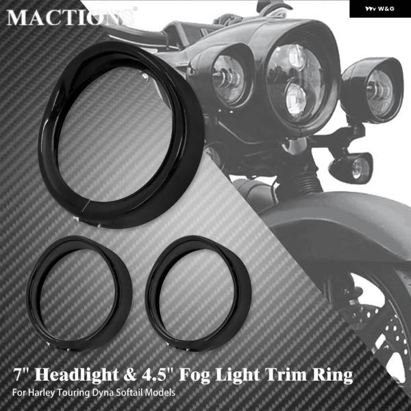 オートバイ 7インチ LED ヘッドランプ バイザー 4.5インチ パッシングランプ トリム リングカバー グロスブラック ハーレー ツーリング エレクトラ ストリートグライド カスタム パーツ アクセサリーProtective parts...