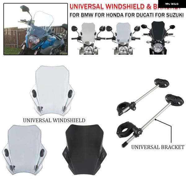 汎用 ウィンドスクリーン ブラケット 付き 22MM/25MM/28MM ハンドルバー ウィンドシールド キット ホンダ CB300F CB500F ヤマハ カワサキ カスタム パーツ アクセサリーHigh-concerned chemic...