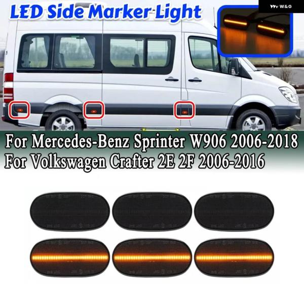 メルセデス ベンツ スプリンター W906 / VW CRAFTER 2E 2F 2006-2016 シーケンシャルLEDサイドマーカー スモークレンズ フェンダー ウィンカーライト カスタム パーツ アクセサリーHigh-concerne...